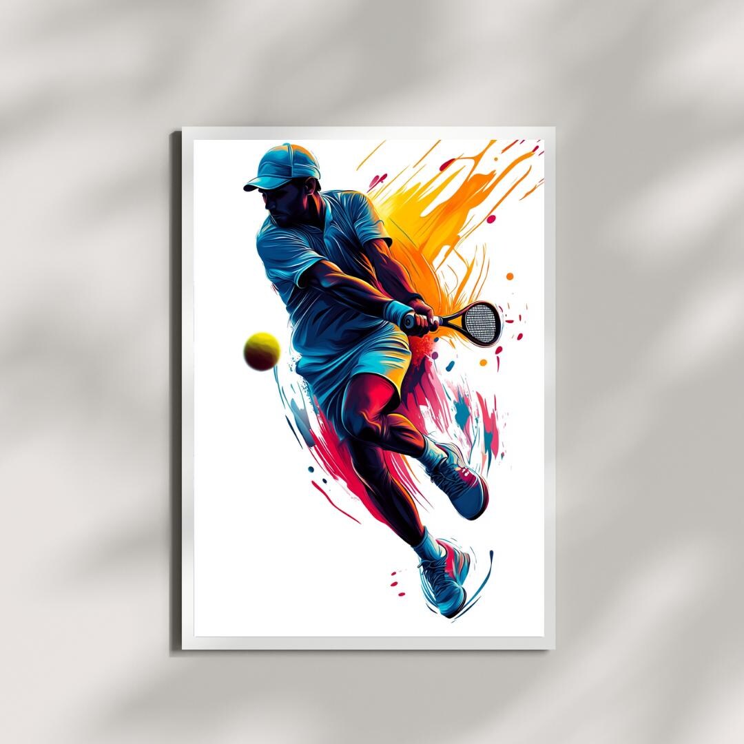 Tennis Poster, Tennis Player Poster, Sport Poster, Dynamic Tennis Matte ...
