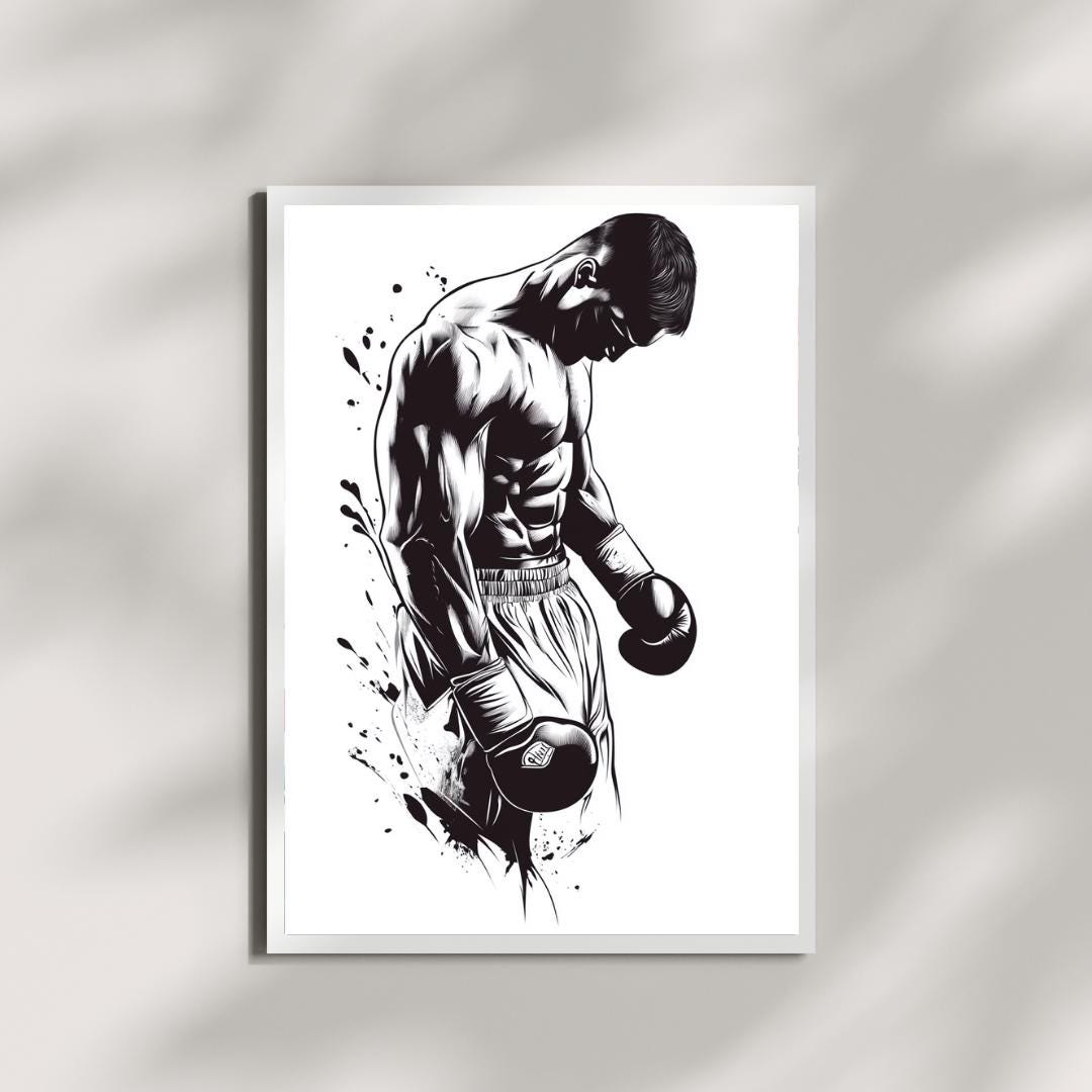 Boxing Poster, Boxing Outline Poster, Sports Wall Art Print, Matte ...