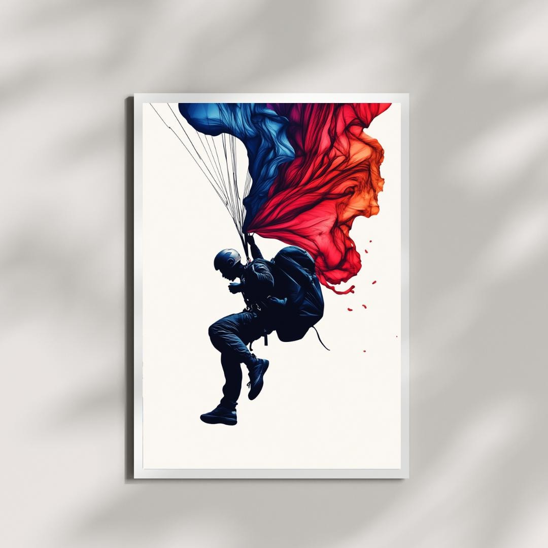 Parachuting Poster, Parachute Poster, Parachute, Sport Poster, Colorful ...