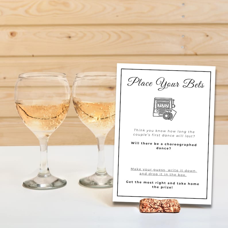 Customizable Wedding Place Your Bets Bundle, Prop Bets Card, Fun ...