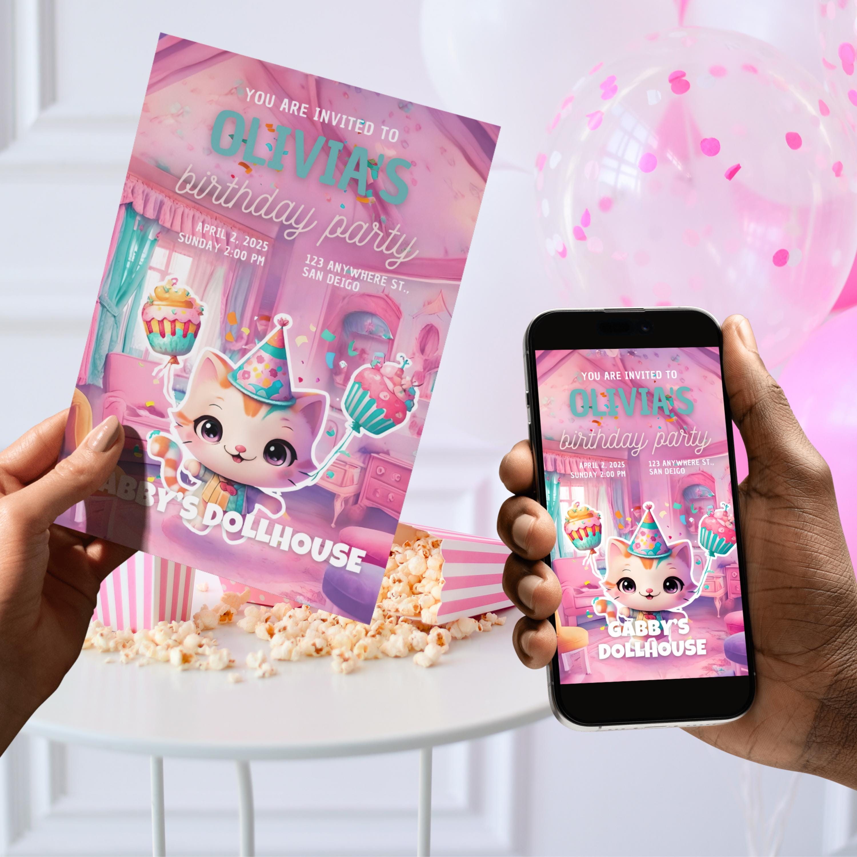 Gabby’s Dollhouse Birthday Invitation – Editable Girl Party Invite ...