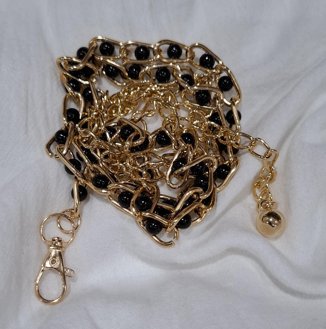 Gold Chain Belt With Black Beads – Adjustable Waist Chain, Dainty ...