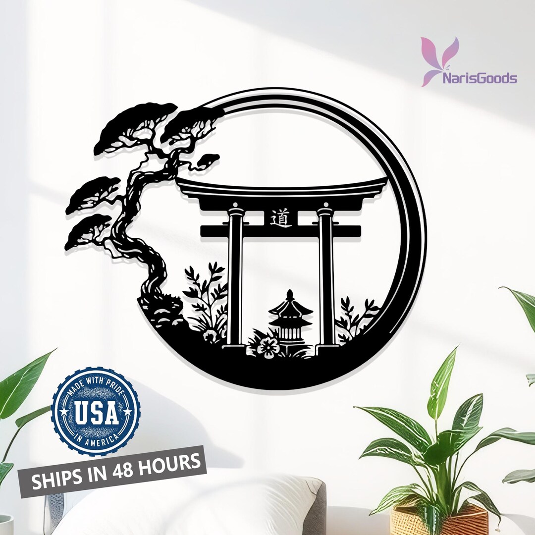 Japanese Torii Gate Metal Wall Hanging,harmony Wall Art,laser Cut Torii ...