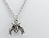 Silver Bat Necklace Hanging Bat Necklace Silver Halloween - Etsy