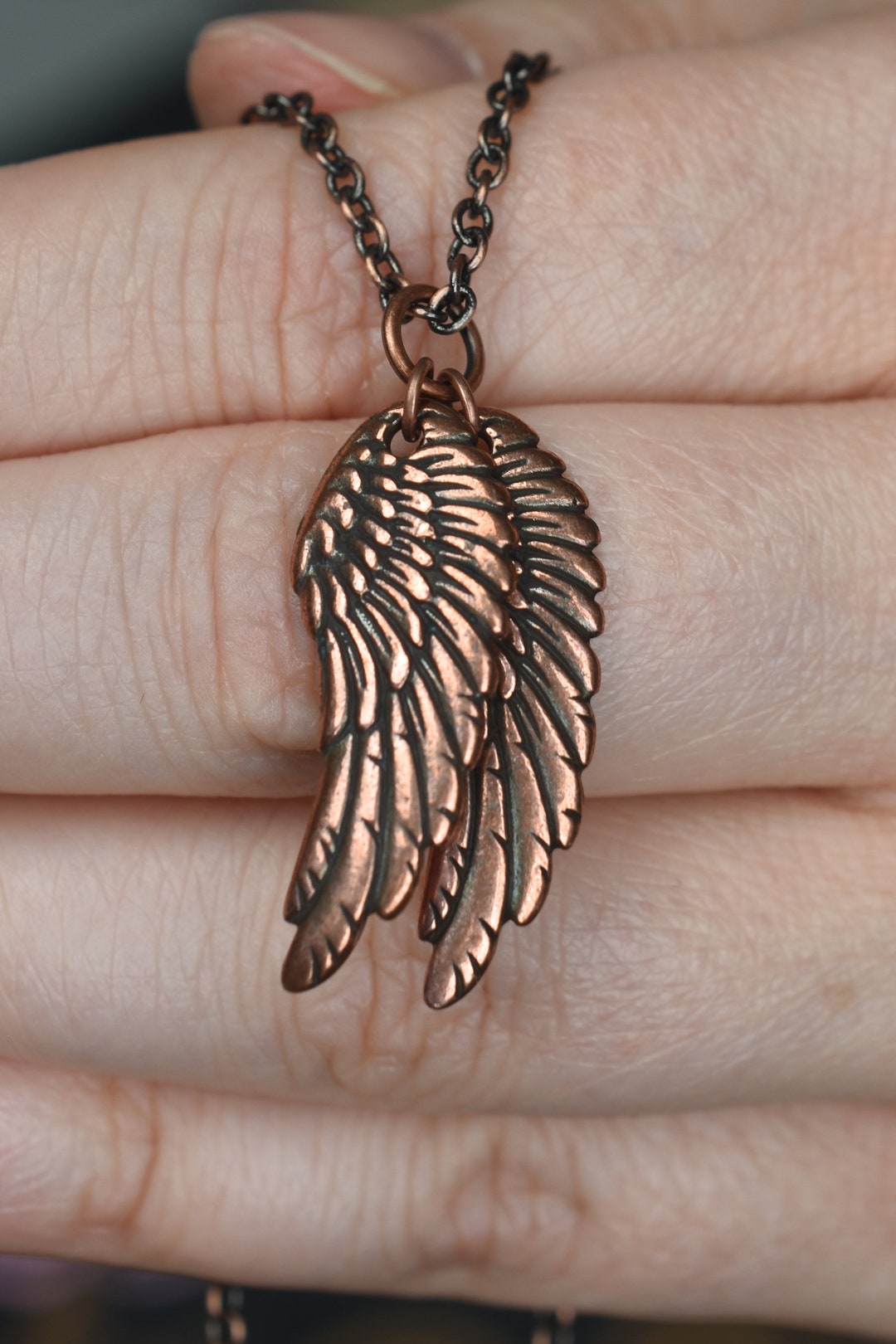 Copper Wings Necklace of Angel Wings, Eagle Wings, Bird Wings, Pegasus ...