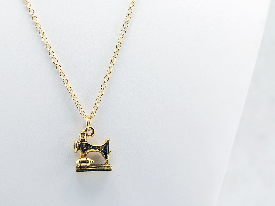 Gold Sewing Machine Necklace - Seamstress Necklace, Sewing Machine ...