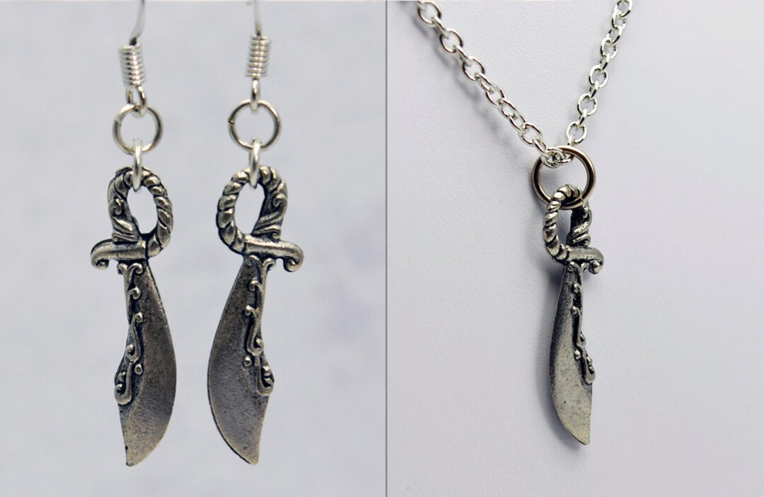 Silver Scimitar Jewelry Set - Silver Scimitar Earrings & Silver ...