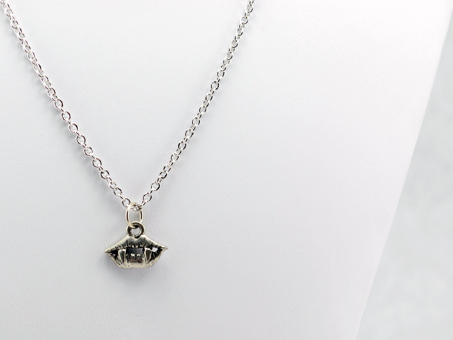 Silver Vampire Fangs Necklace - Silver Vampire Necklace, Vampire Teeth ...