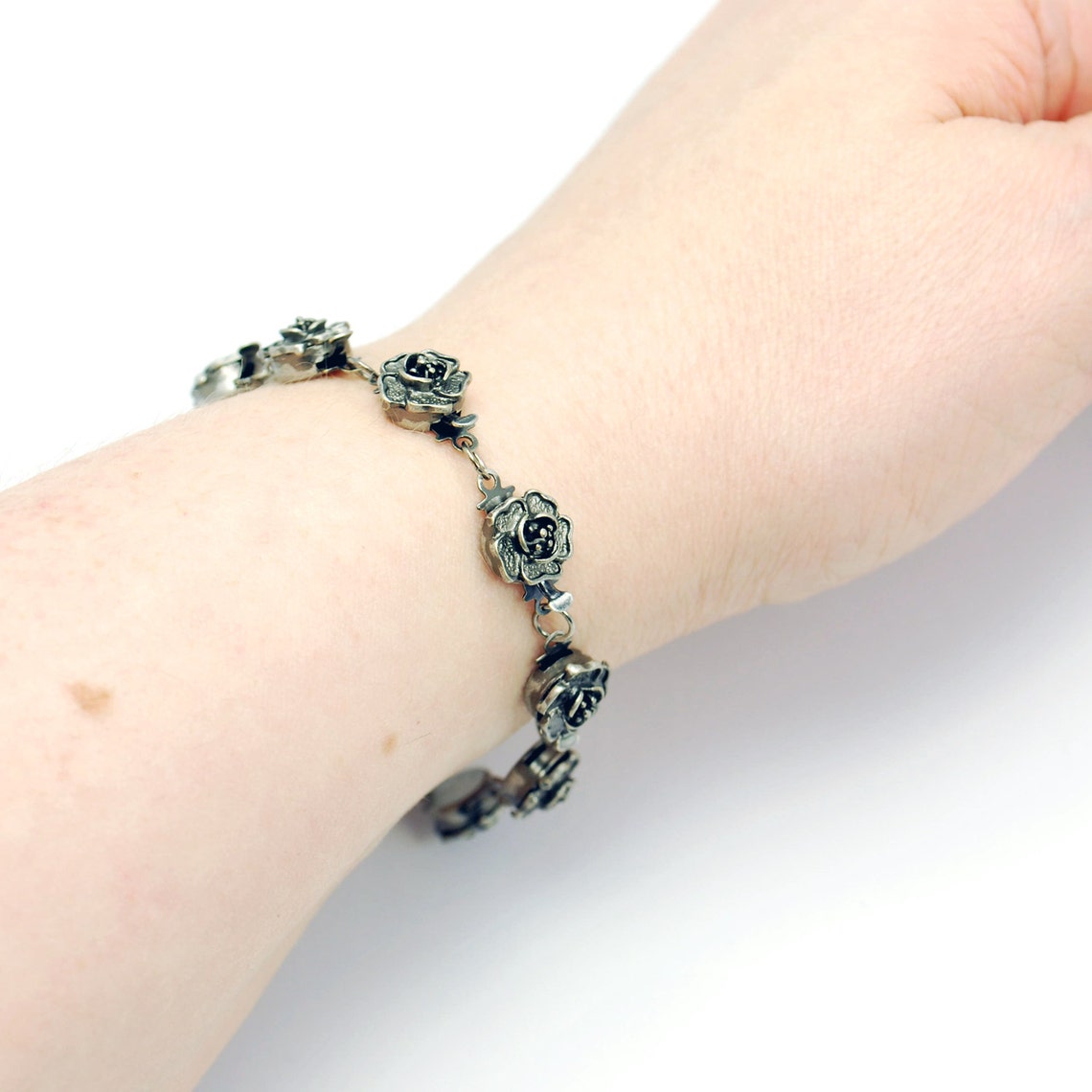 Rose Clasp Bracelet in Silver Silver Rose Bracelet, Silver Flower ...