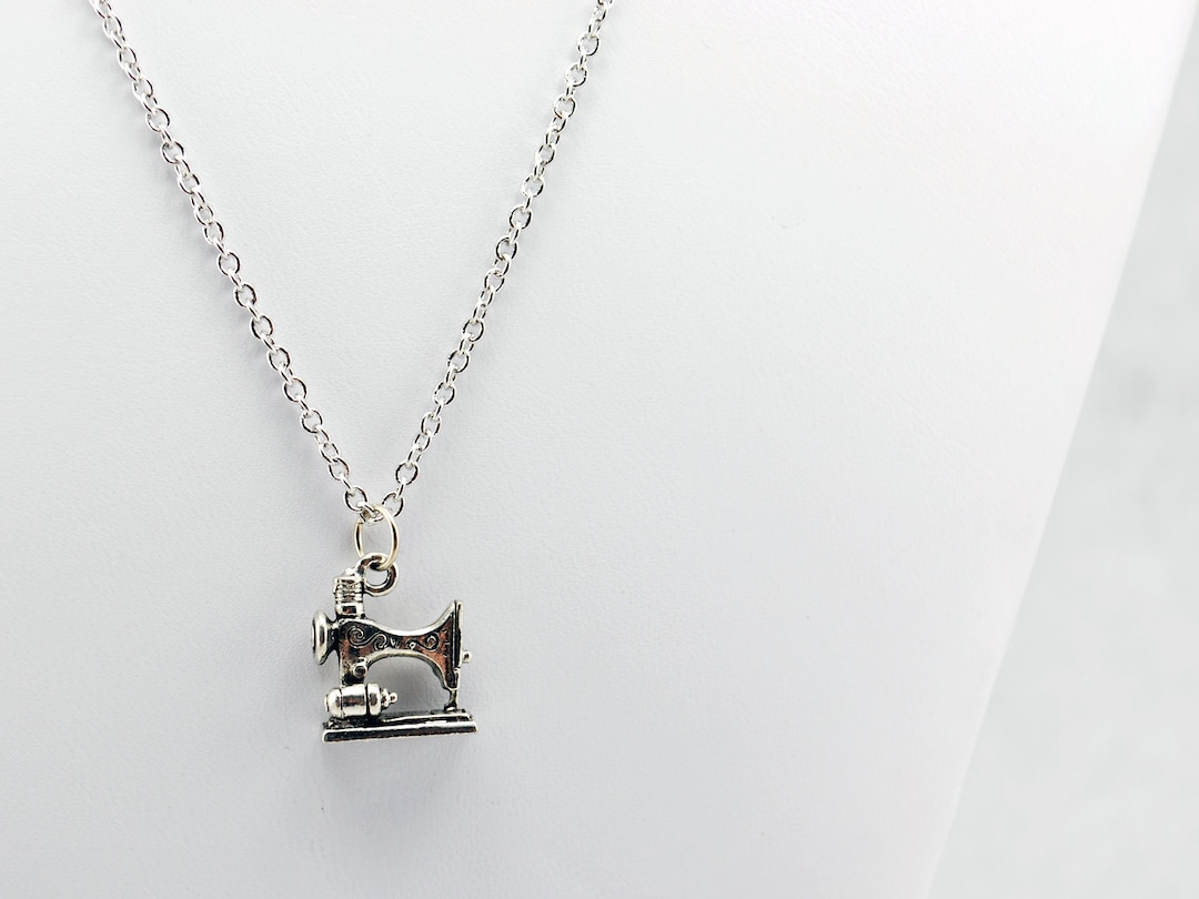 Silver Sewing Machine Necklace - Seamstress Necklace, Sewing Machine ...
