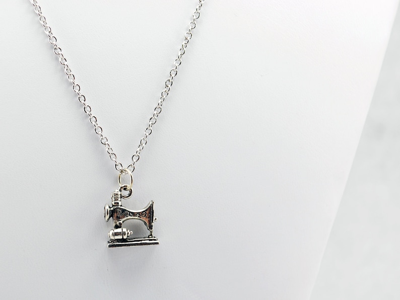 Silver Sewing Machine Necklace - Seamstress Necklace, Sewing Machine ...