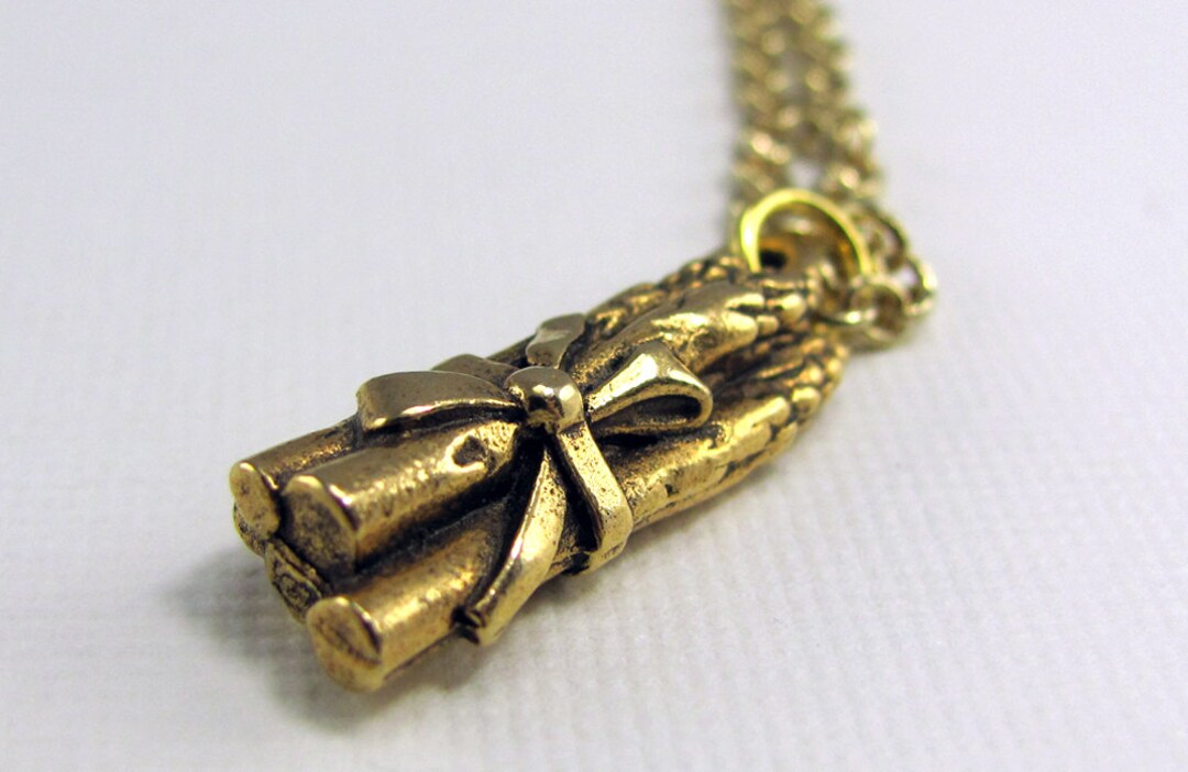 Gold Asparagus Necklace - Food Necklace for Foodie Gift. Vegetable ...