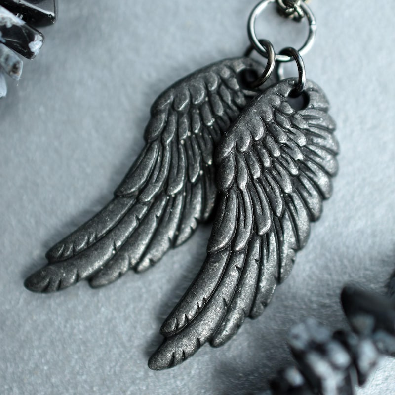 Goth Heart Wing Necklace - Etsy