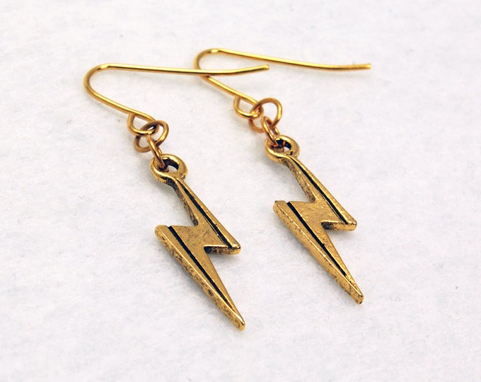 Gold Lightning Bolt Earrings Statement Bolt Earrings Gold Dainty ...