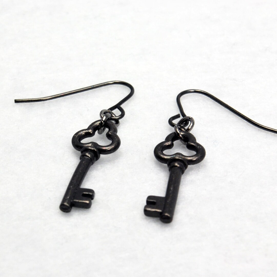 Black Clover Key Earrings - Etsy
