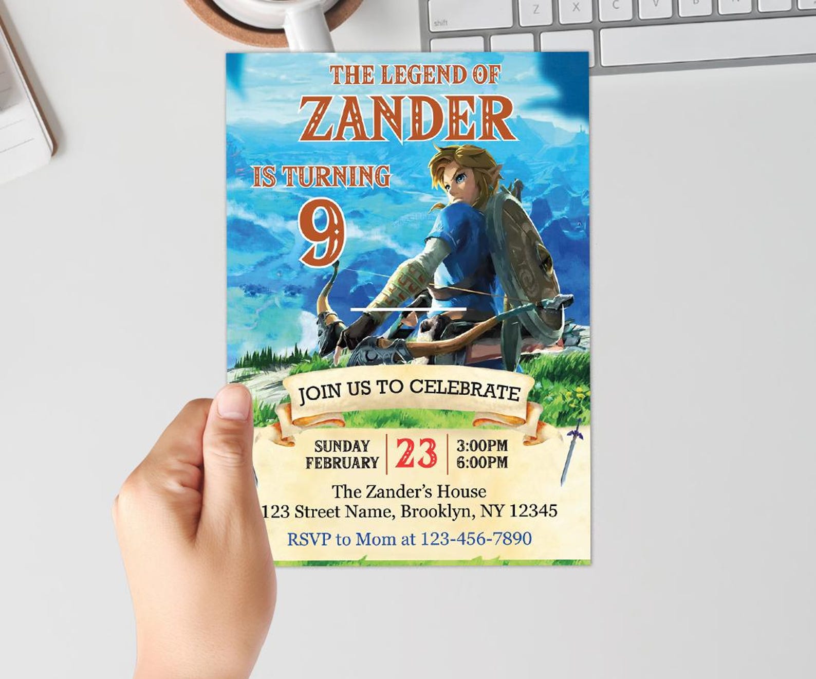 Editable the Legend of Zelda Birthday Invitation, Video Gamer Invite ...