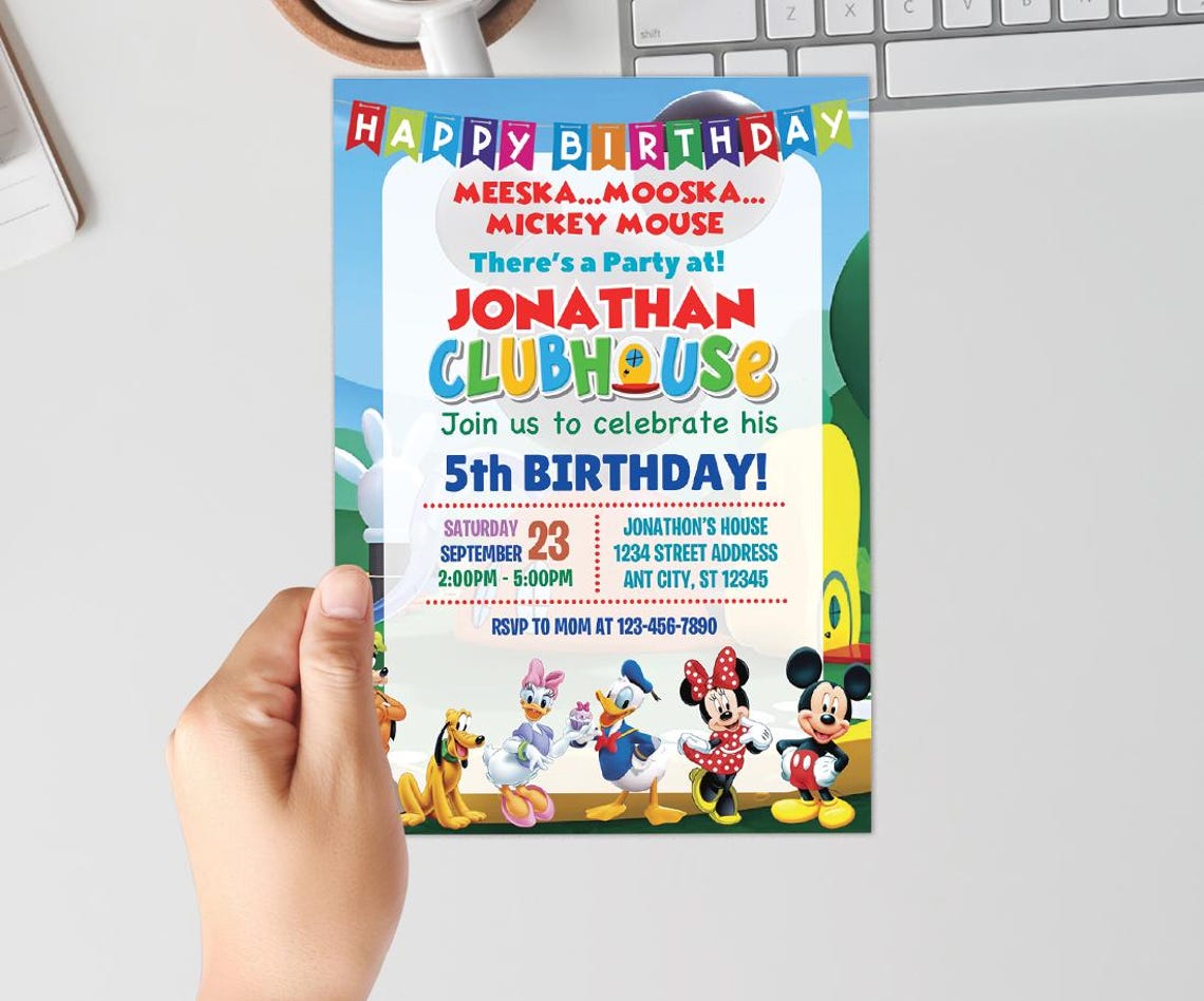 Mickey Mouse Clubhouse Birthday Party Invitation, Mickey Invite, Club ...