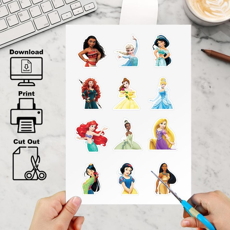 Princess Printable Cupcake Topper, Princess Party Toppers Instant ...
