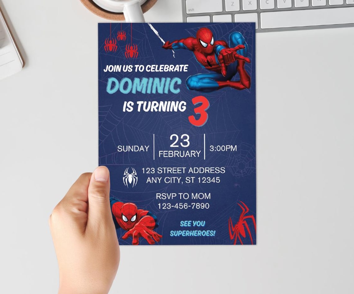 Spiderman Editable Birthday Invitation, Fun Spider-man Party Invite ...