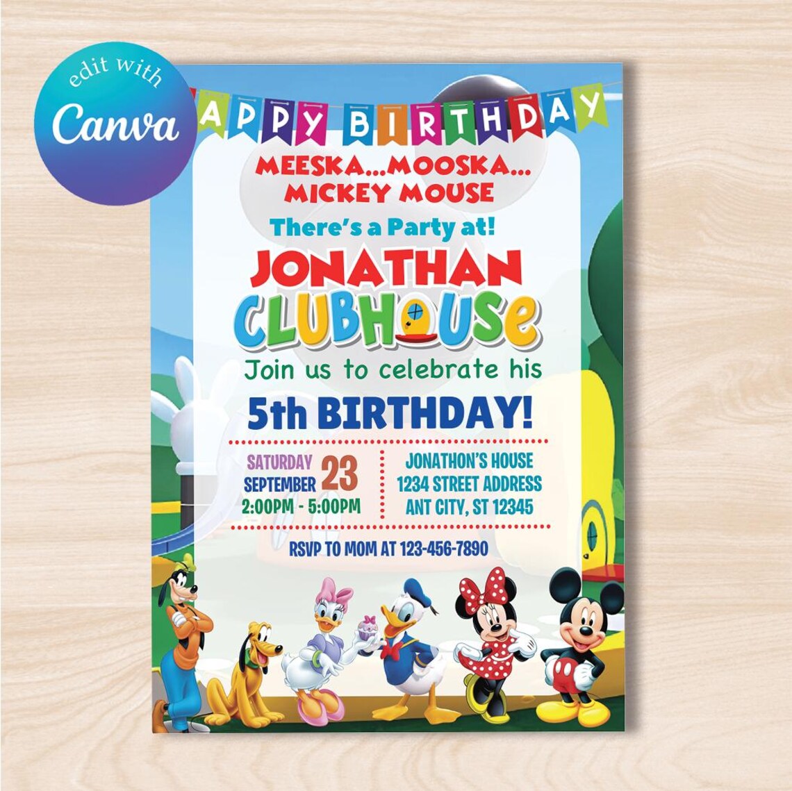 Mickey Mouse Clubhouse Birthday Party Invitation, Mickey Invite, Club ...