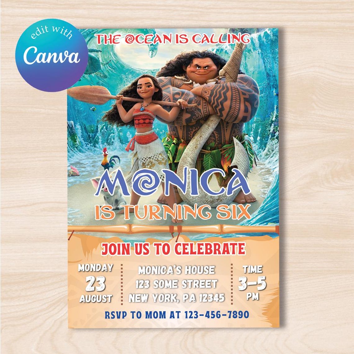 Moana Birthday Party Invitation, Moana 2 Birthday Invite, Digital ...