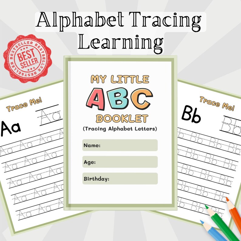 Alphabet Letters Tracing, Kindergarten Pre-k Activity, ABC Tracing Book ...