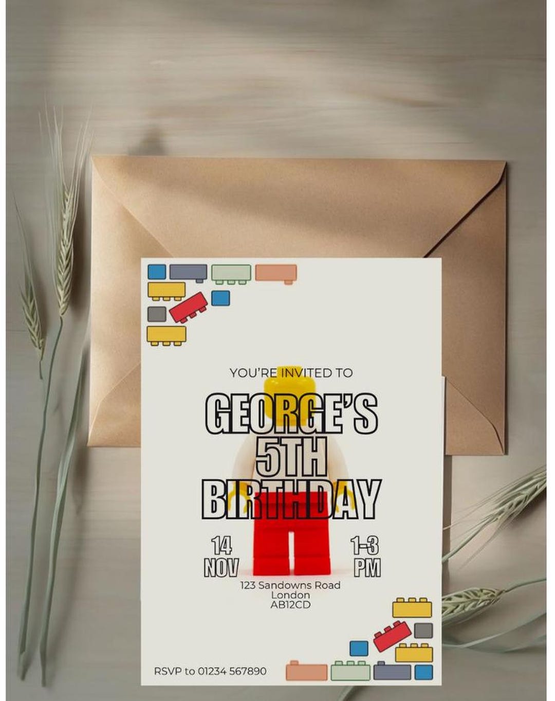 Lego Birthday Invite, Editable Digital Template, Legos, Building, Kevin ...