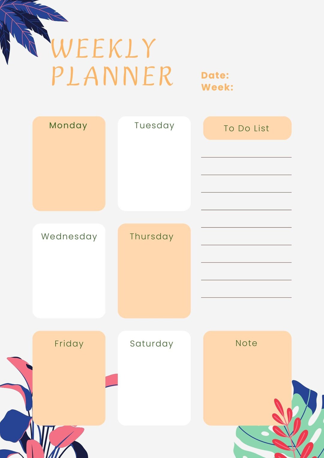 5 Modern Digital Week Planner Templates - Etsy