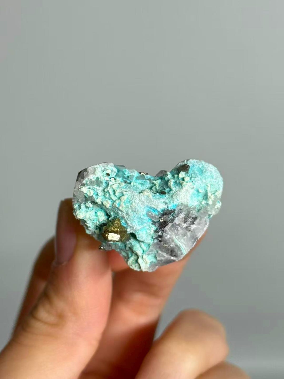 Handmade Natural Bibbsite With Chalcopyrite Heart Ring, Raw Crystal ...