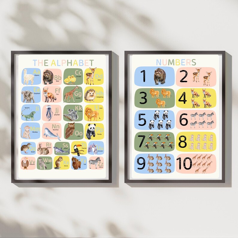 Educational Set of 8 Posters Colourful Classroom Decor Bundle Toddler ...