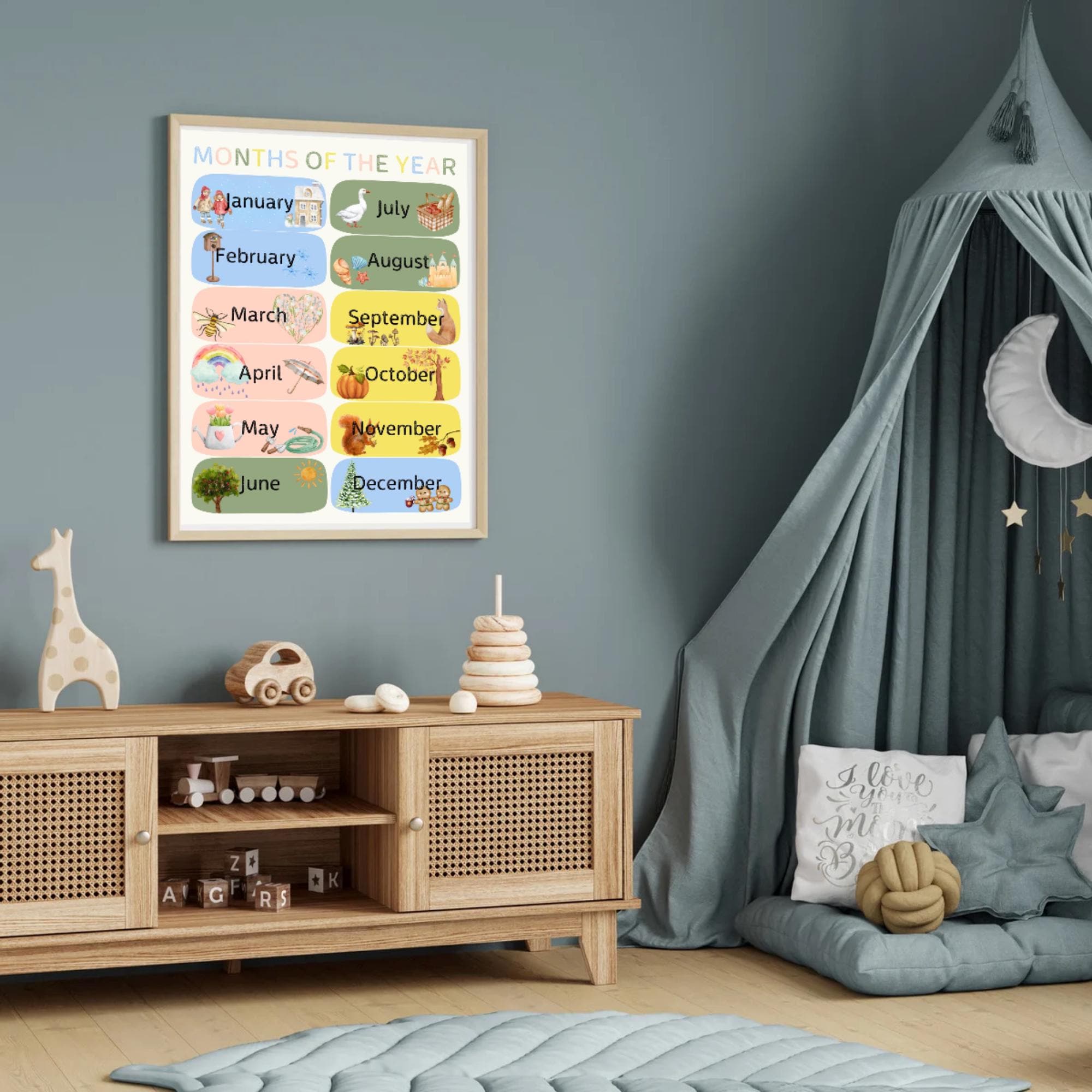 Months of the Year Educational Poster - Colourful Playroom Classroom ...