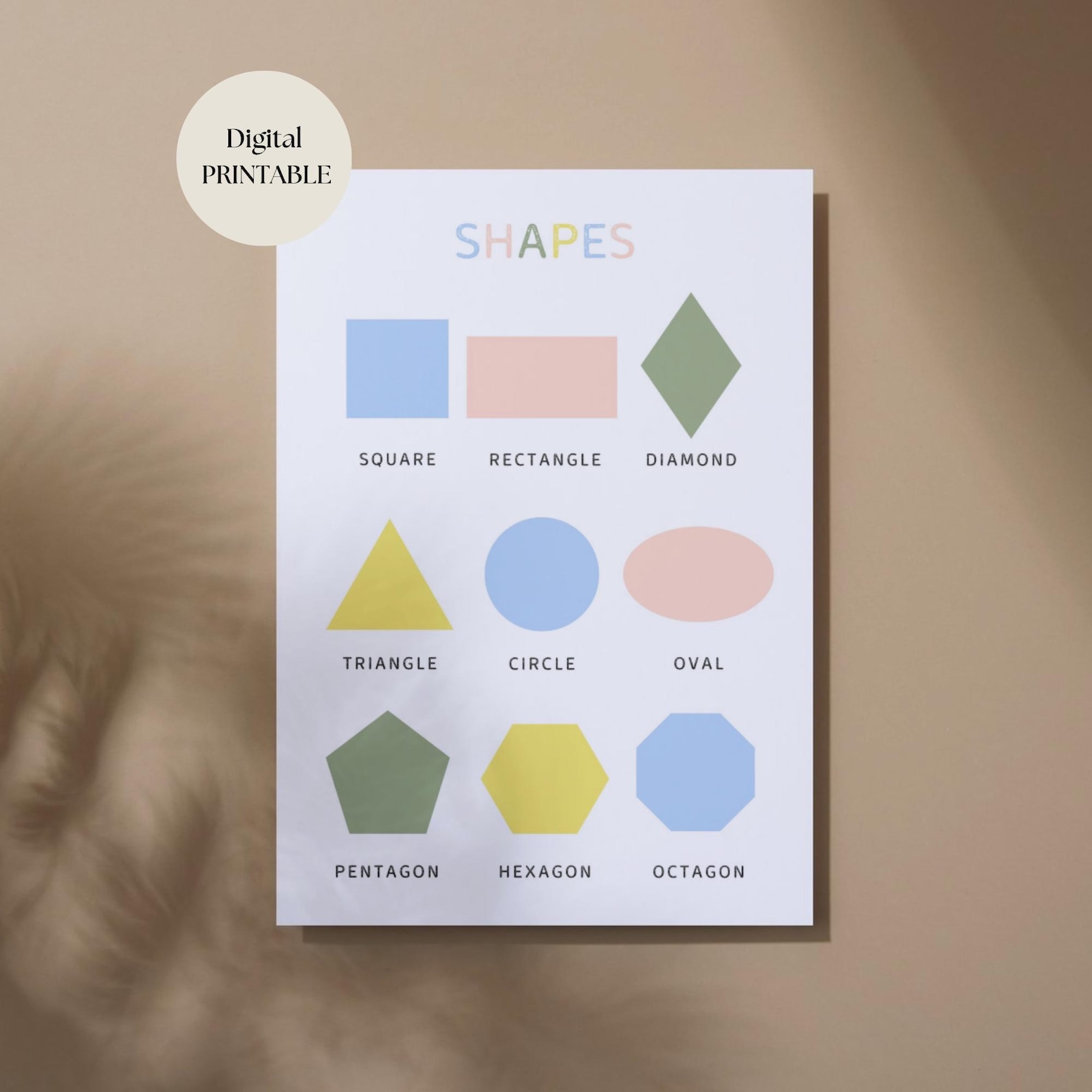 Shapes Poster - Pastel Playroom and Classroom Decor (digital Download ...