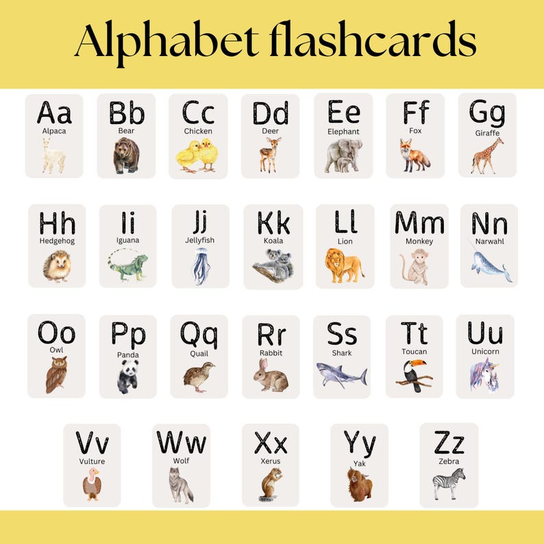 Animal Alphabet Flashcards | Printable ABC Flash Cards | Homeschool ...