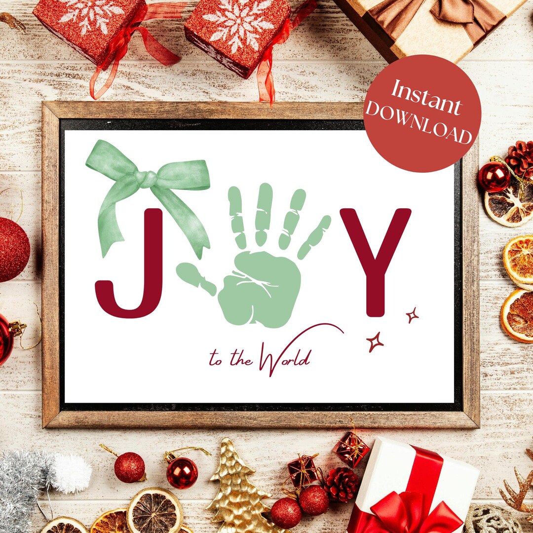 Joy Handprint Christmas Craft Template - Kids Handprint Art (digital ...