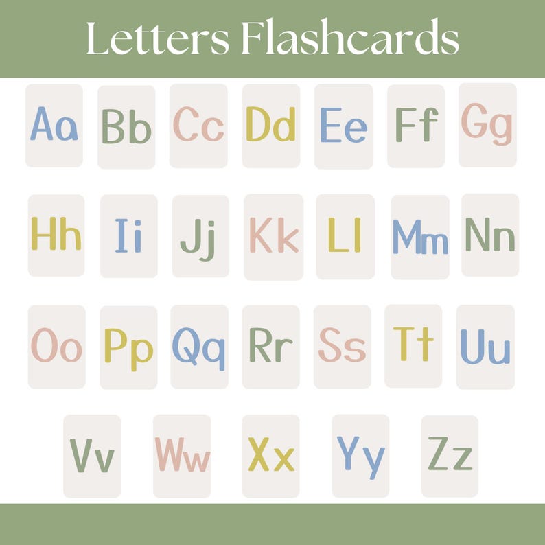 Alphabet Flashcards - Minimalist ABC Learning Cards, Homeschool ...