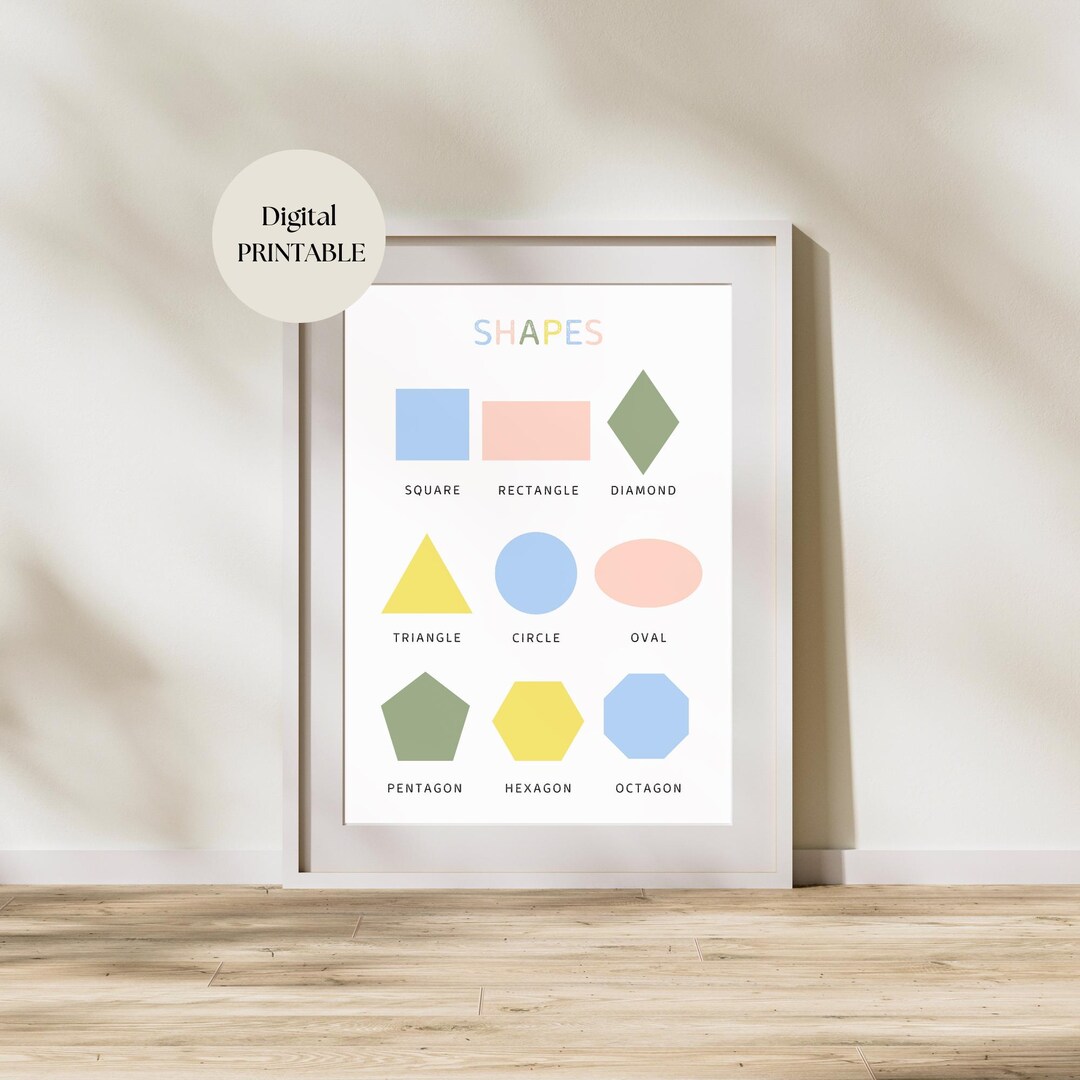 Shapes Poster - Pastel Playroom and Classroom Decor (digital Download ...