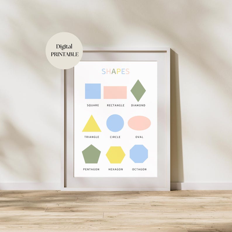 Shapes Poster - Pastel Playroom and Classroom Decor (digital Download ...