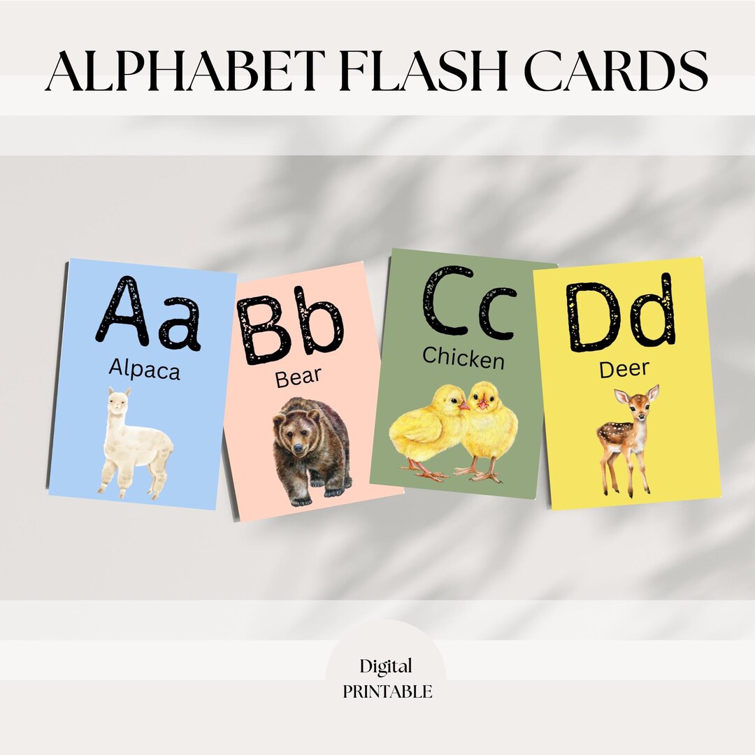 Animal Alphabet Flash Cards Alphabet Printable Flashcards Toddler ...