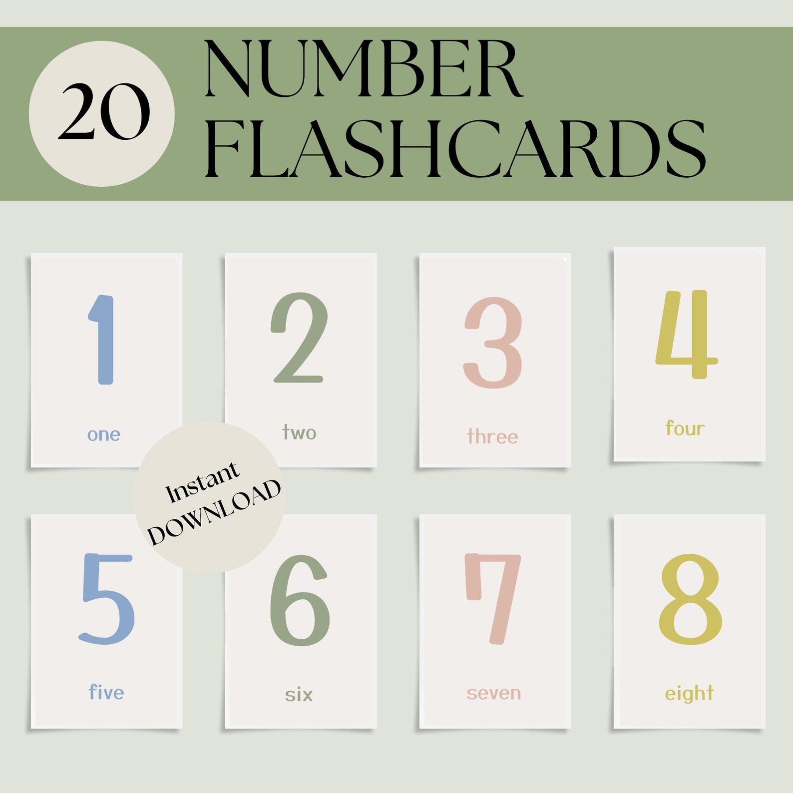 Number Flashcards Preschool Number Cards 1-20 Homeschool Printable ...