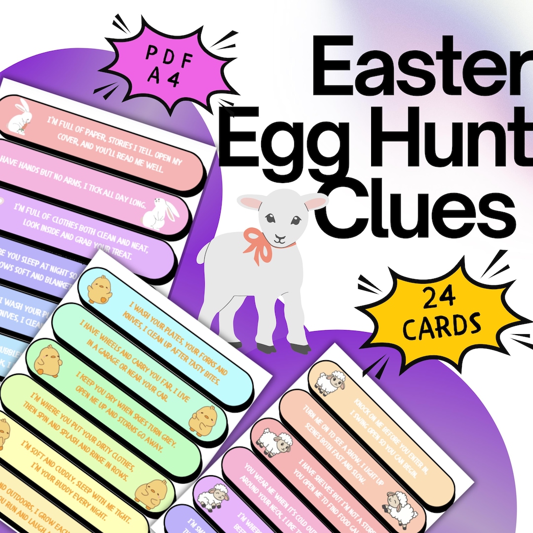 Easter Egg Hunt Clue Cards | Printable Egg Hunt Clues for Indoor ...