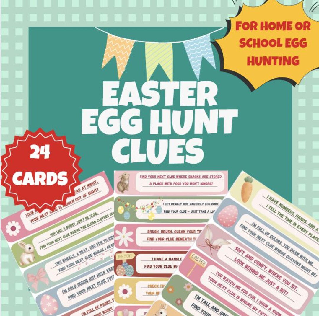 Easter Egg Hunt Clue Cards | Printable Egg Hunt Clues for Indoor ...