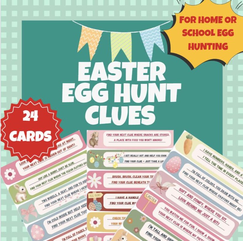 Easter Egg Hunt Clue Cards | 24 Printable Clues (digital Download) - Etsy