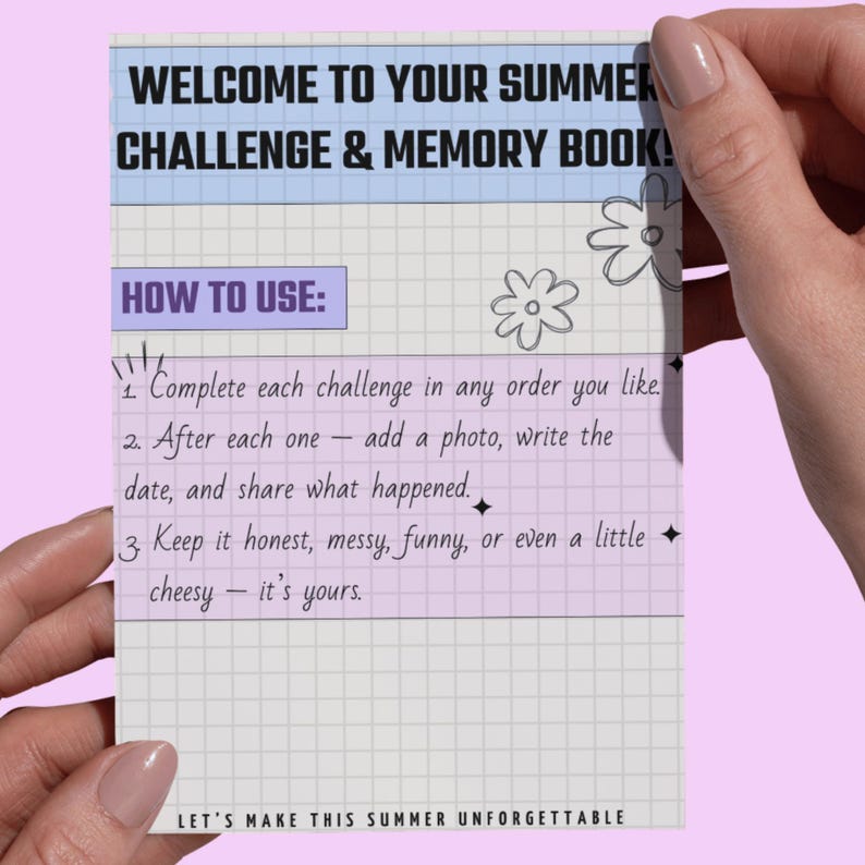 Interactive Summer Challenge Memory Book – Printable Journal & Notepad ...