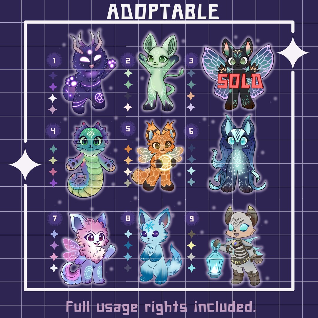 Chibi Fursona Adoptables – Mythical Creature Art (digital PNG File) - Etsy
