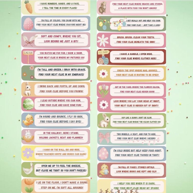 Easter Egg Hunt Clue Cards | 24 Printable Clues (digital Download) - Etsy