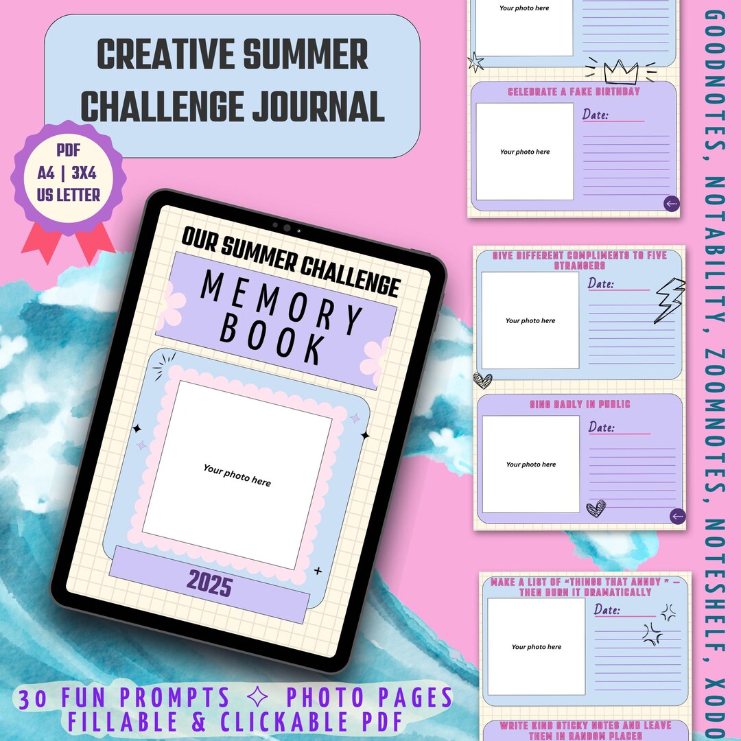 Interactive Summer Challenge Memory Book – Printable Journal & Notepad ...