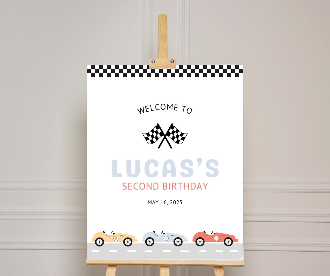 Race Car Birthday Welcome Sign: Customizable Template (digital Download ...