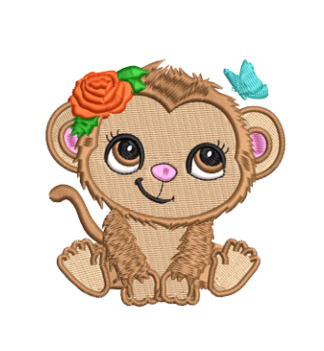 Baby Monkey Embroidery Pattern – Cute Animal Design – Instant Digital ...