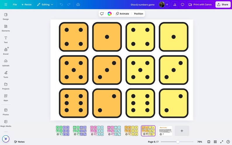 Dice and Numbers Game Printable - Etsy