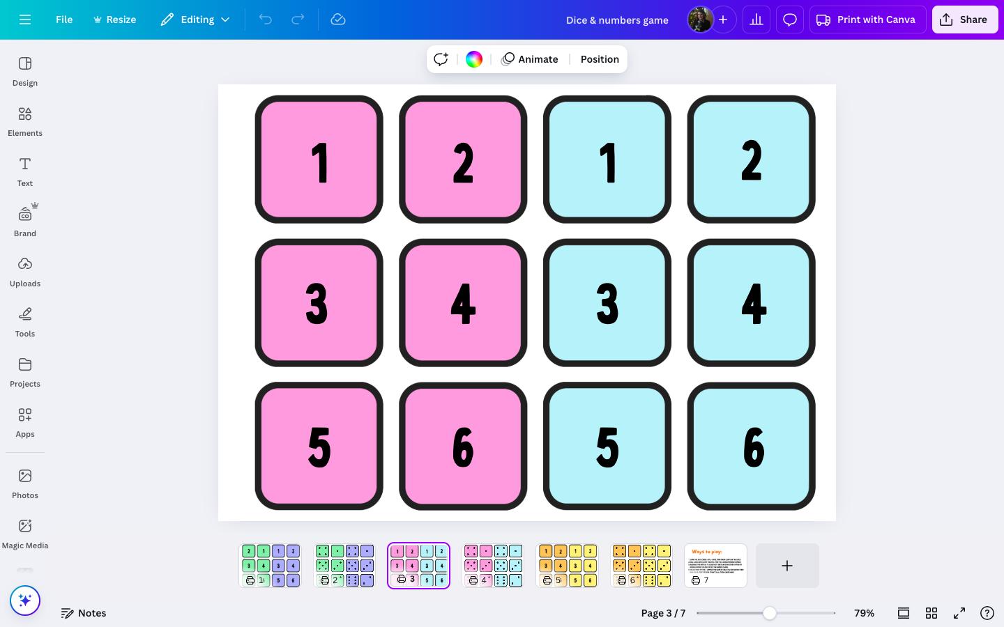 Dice and Numbers Game Printable - Etsy